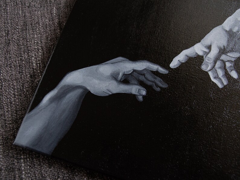 Michelangelo Creation of Adam Hand Study in Black and White - Etsy Ireland