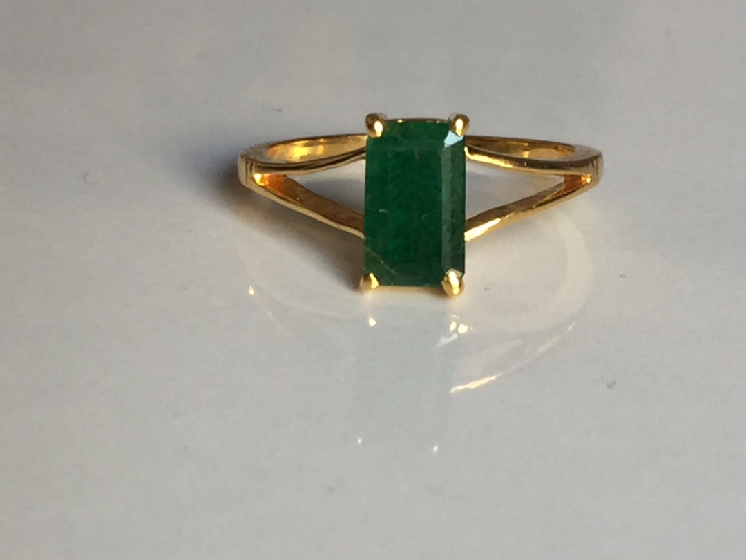 Buy OCTAGEN Shape Natural Dark Green Emerald Ring in 14k Online in ...