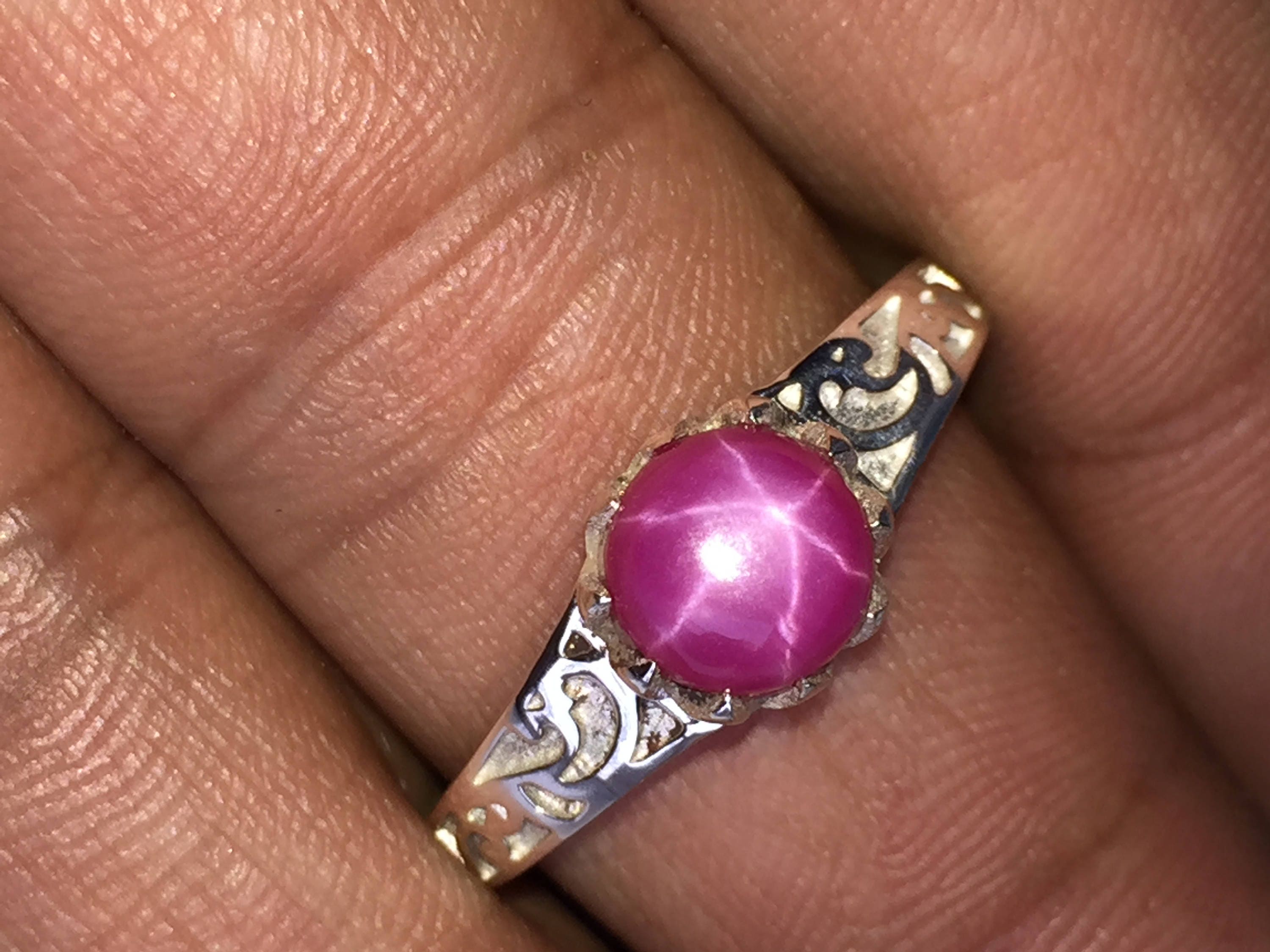 AAA Quality Pinkish Red Star Ruby Ring for Women in 925 - Etsy UK