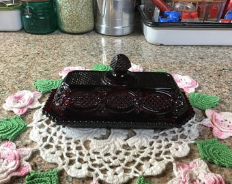Vintage Avon Glass Covered Butter Dish/ Vintage Butter Dish/ Glass ...