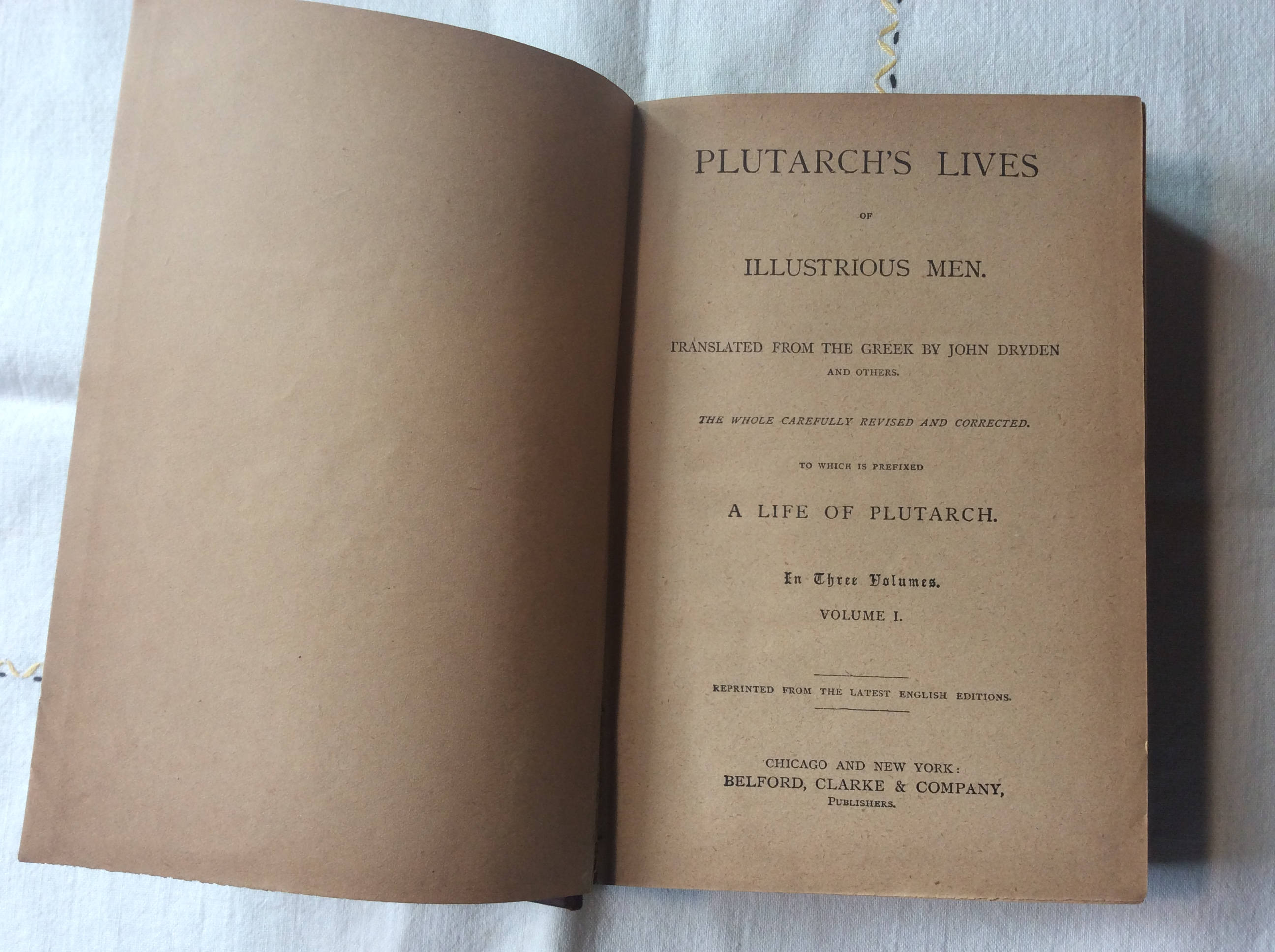 Plutarchs Lives of Illustrious Men / Volume 1 | Etsy