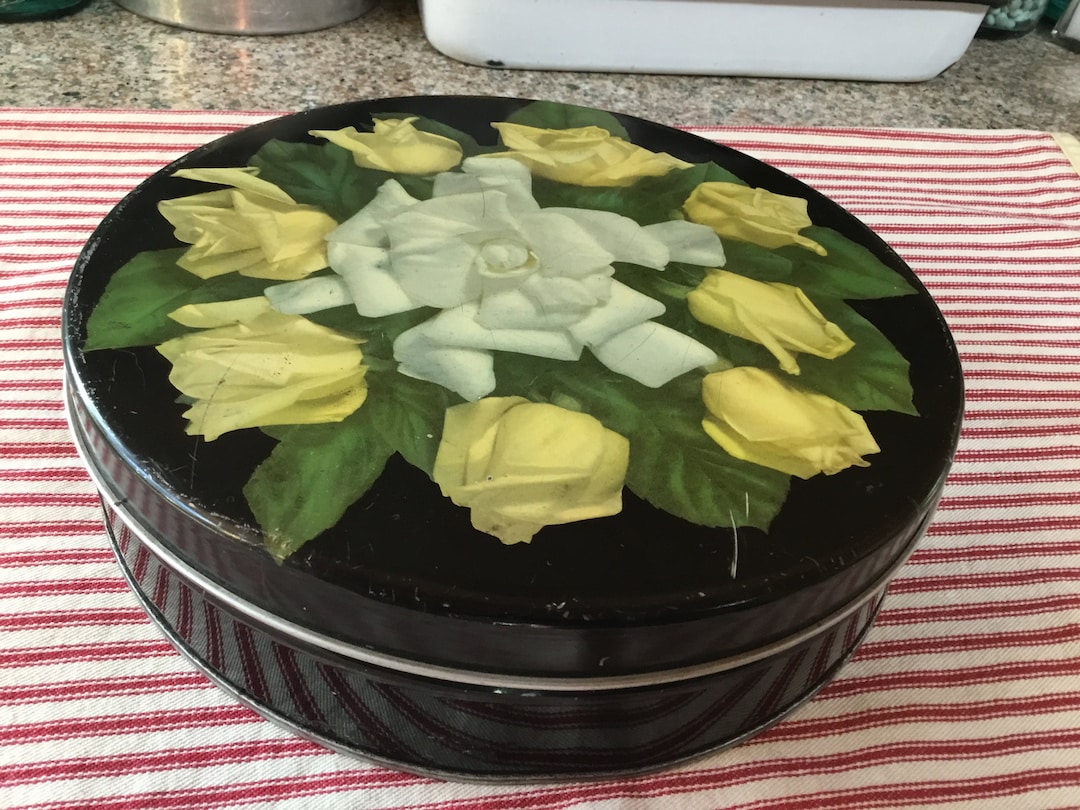 Yellow & White Rose Tin - Etsy
