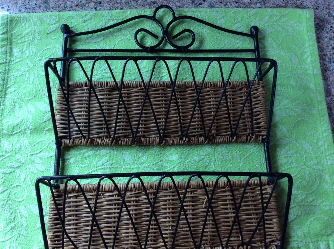 Wicker/ Metal Letter Rack - Etsy