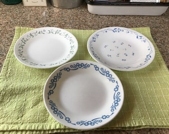 4 CORELLE BLUE HEARTS Small Plates, Corelle Corning Blue Hearts Sponge ...