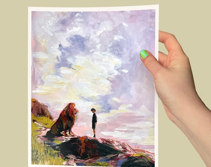 Narnia Art Print, Edmund and Aslan Painting, 8x10 Print, Landscape ...