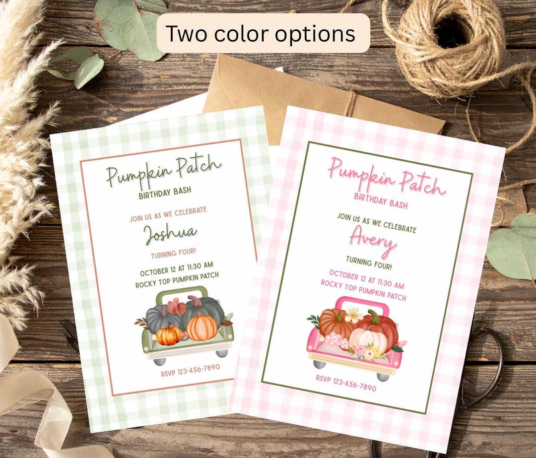 Pumpkin Patch Birthday Bash Invite | Pumpkin Themed Birthday Invite ...