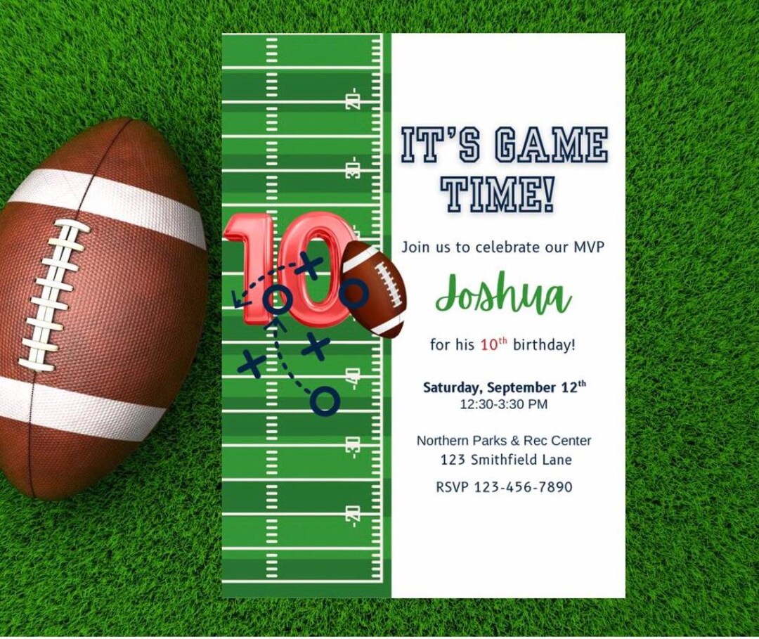 Football Themed Birthday Invitation | Sports Party Invite | Game Day ...
