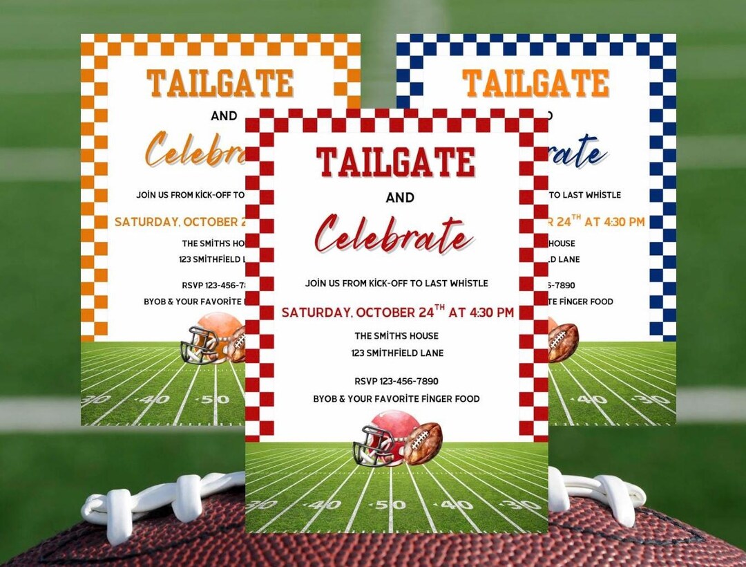 Editable Football Colors Tailgate Party Invitation | College Game Day ...