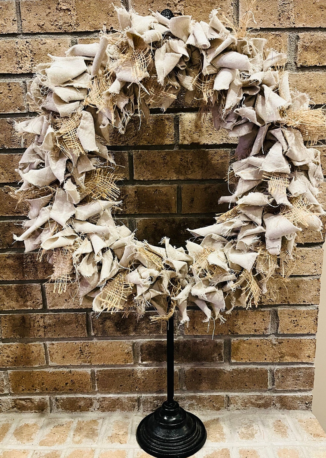 Neutral Wreath/fabric Wreath/drop Cloth Wreath/rustic Wreath/rag Wreath ...