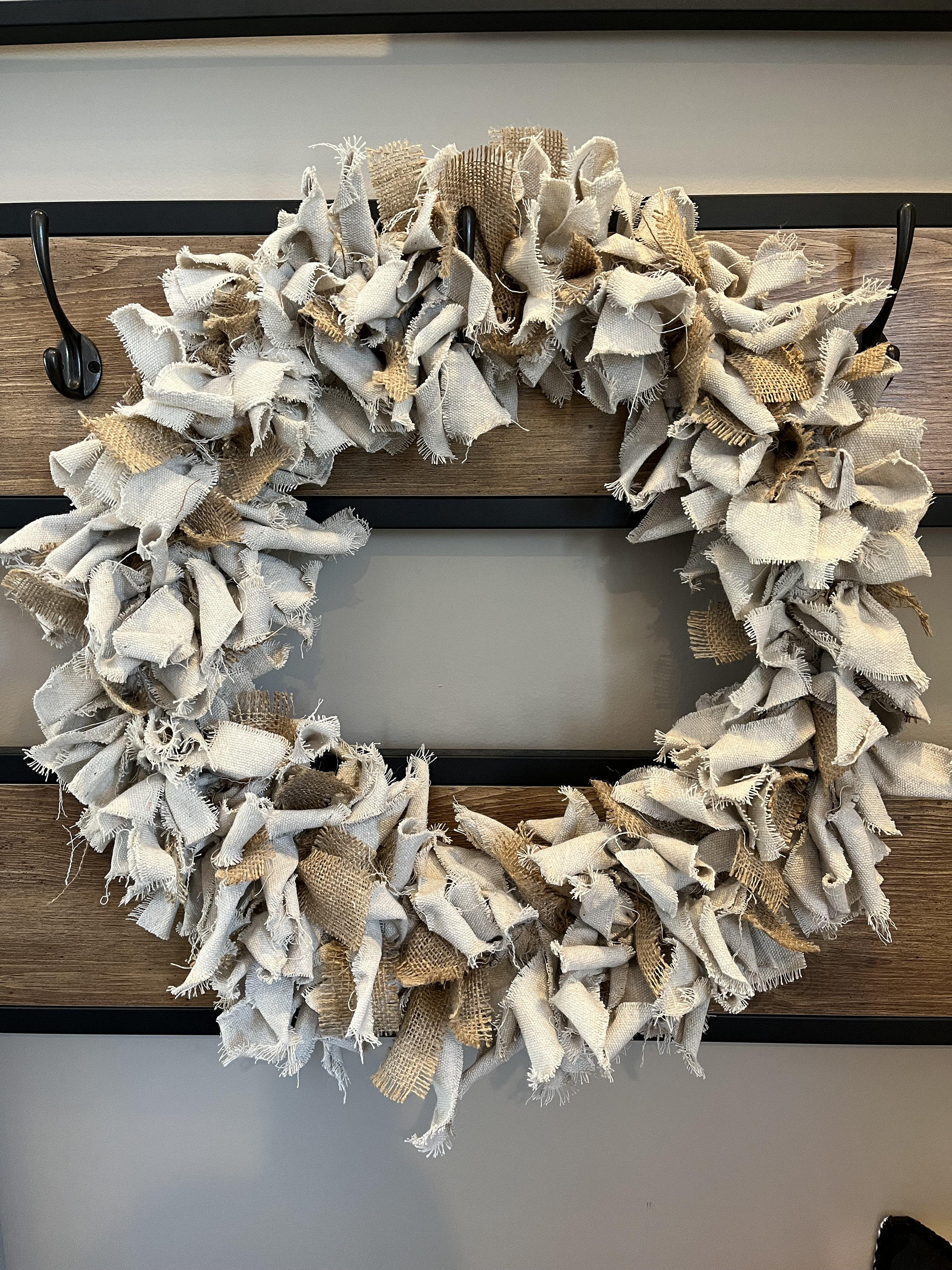 Neutral Wreath/fabric Wreath/drop Cloth Wreath/rustic Wreath/rag Wreath ...