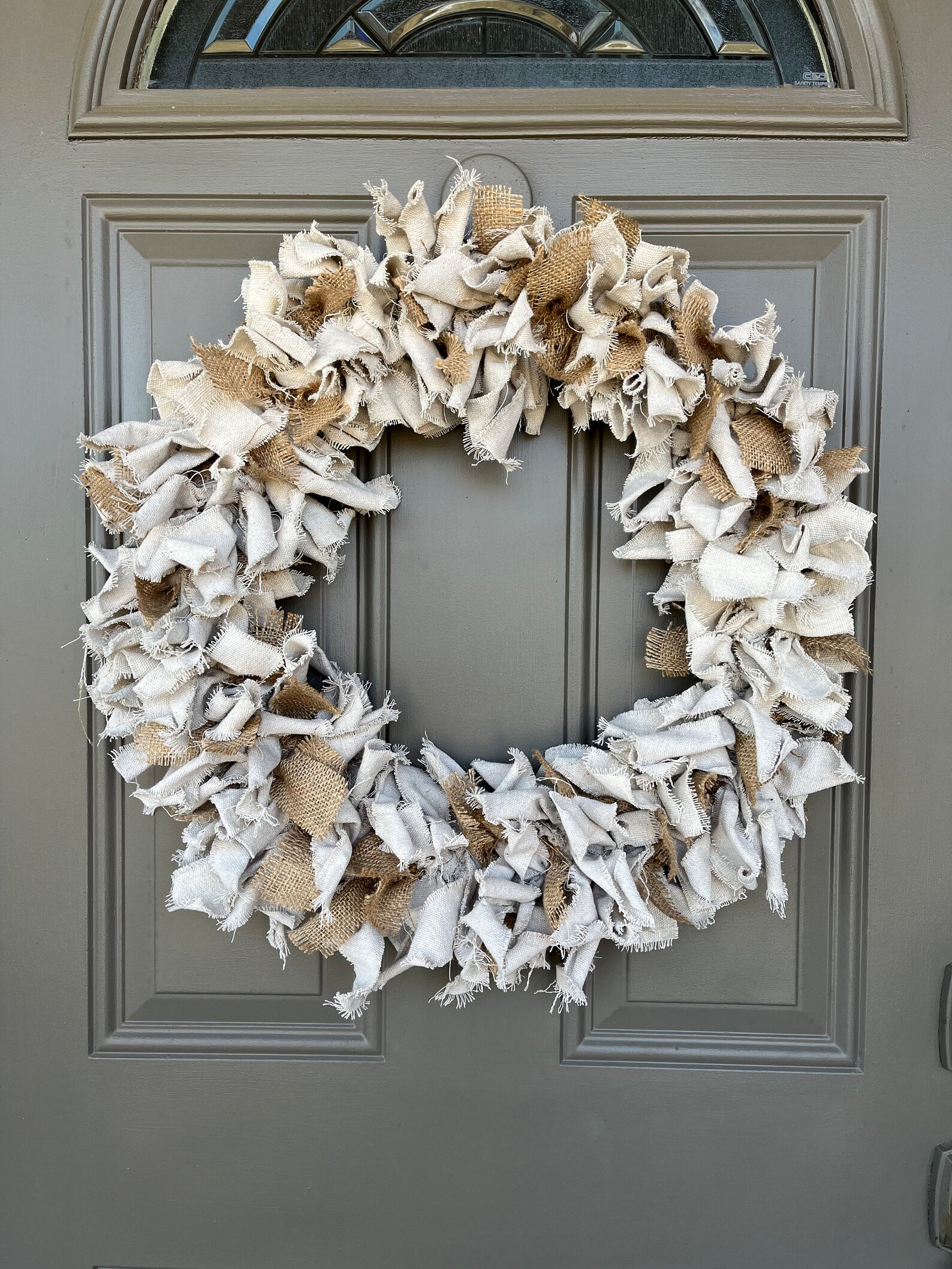 Neutral Wreath/fabric Wreath/drop Cloth Wreath/rustic Wreath/rag Wreath ...