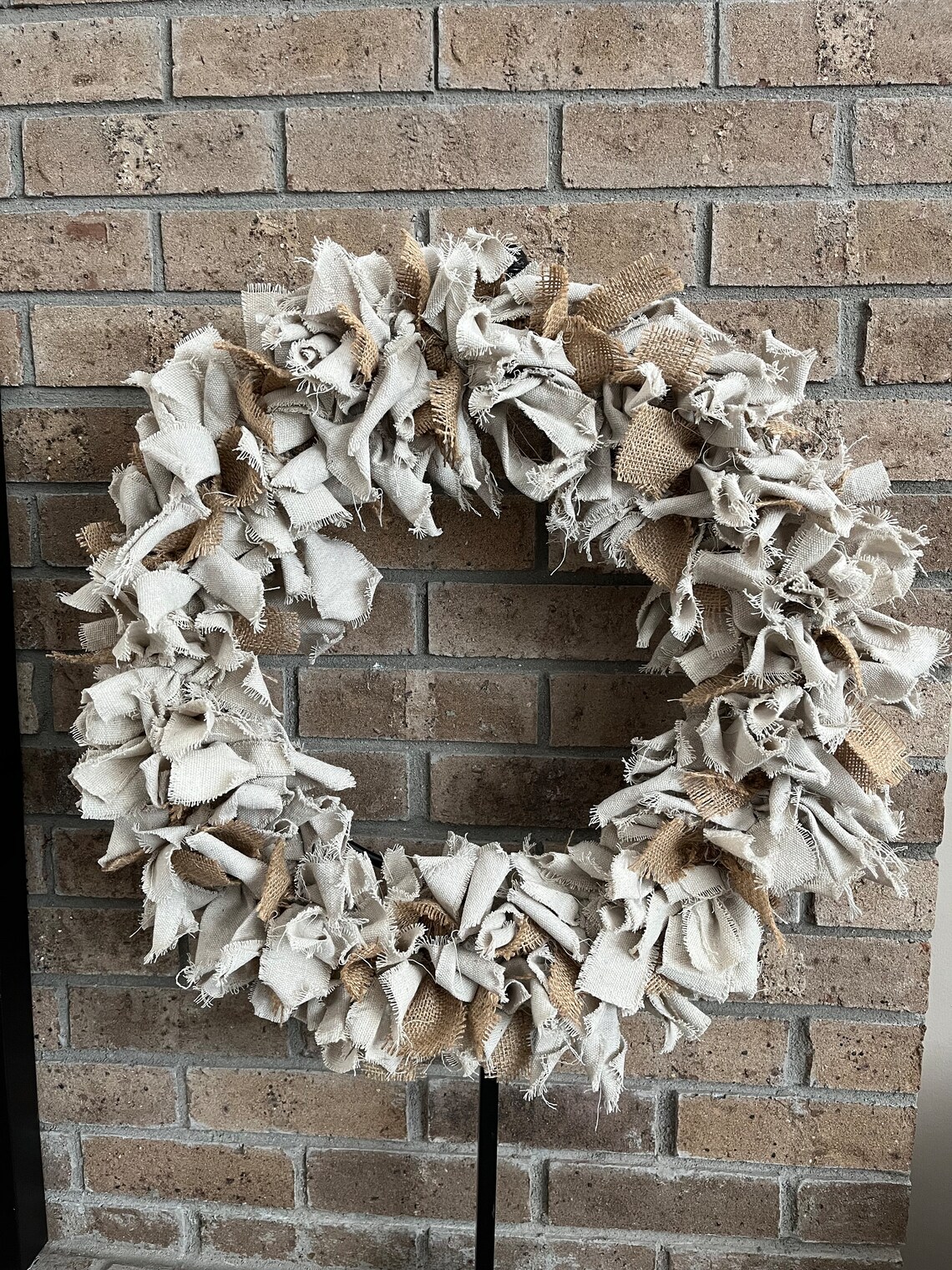 Neutral Wreath/fabric Wreath/drop Cloth Wreath/rustic Wreath/rag Wreath ...