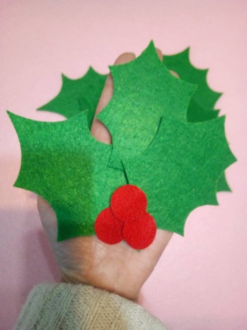 Felt Holly Leaves Set of 30 Pieces/holly Leaves and - Etsy