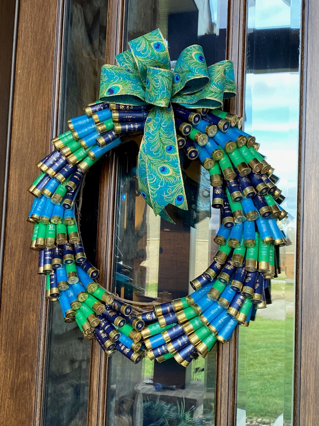 22w X 24h Recycled Shotgun Shell Wreath. navy, Bright Green ...