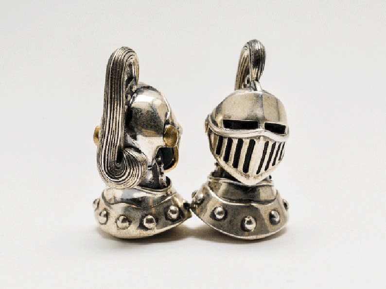 Sterling Silver Knight Helmet Pendant Necklace – Medieval Warrior Charm ...