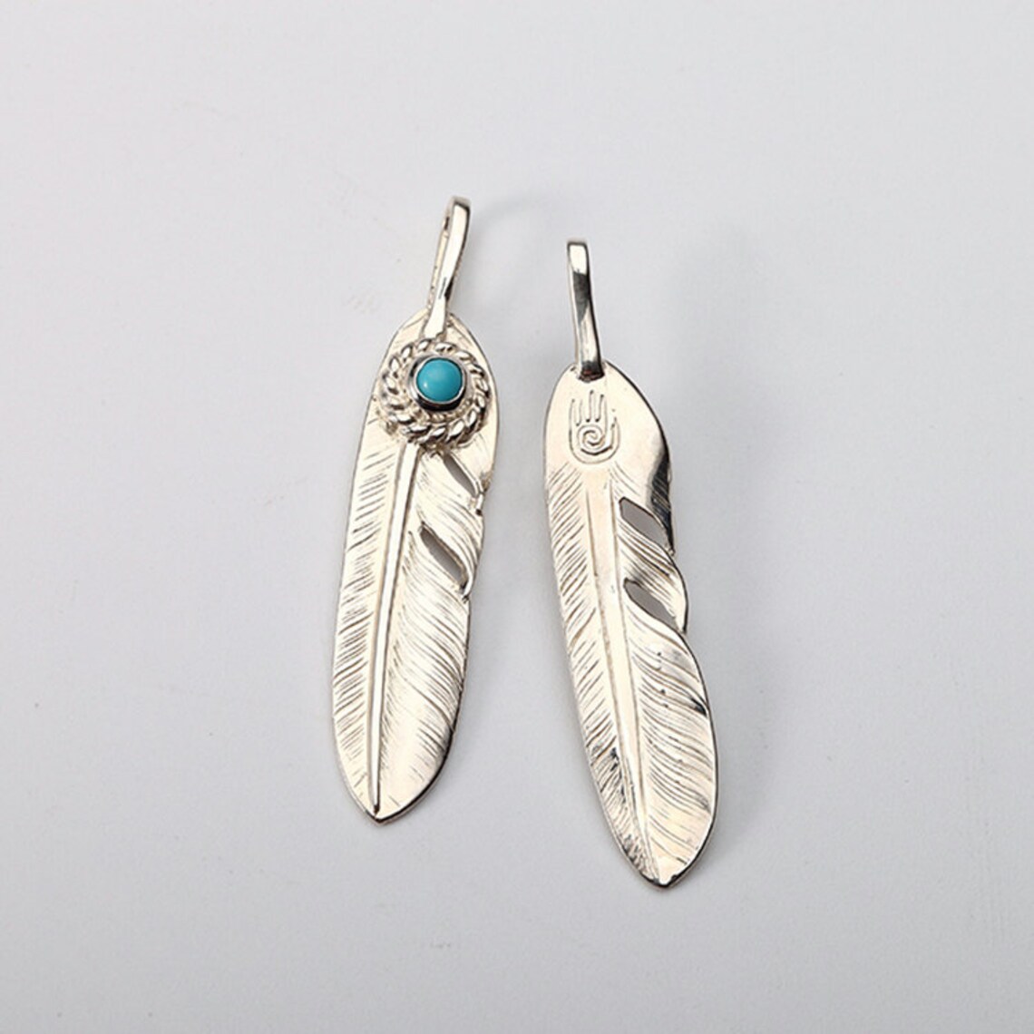 Silver Feather Pendant Native American Inspired Tribal - Etsy