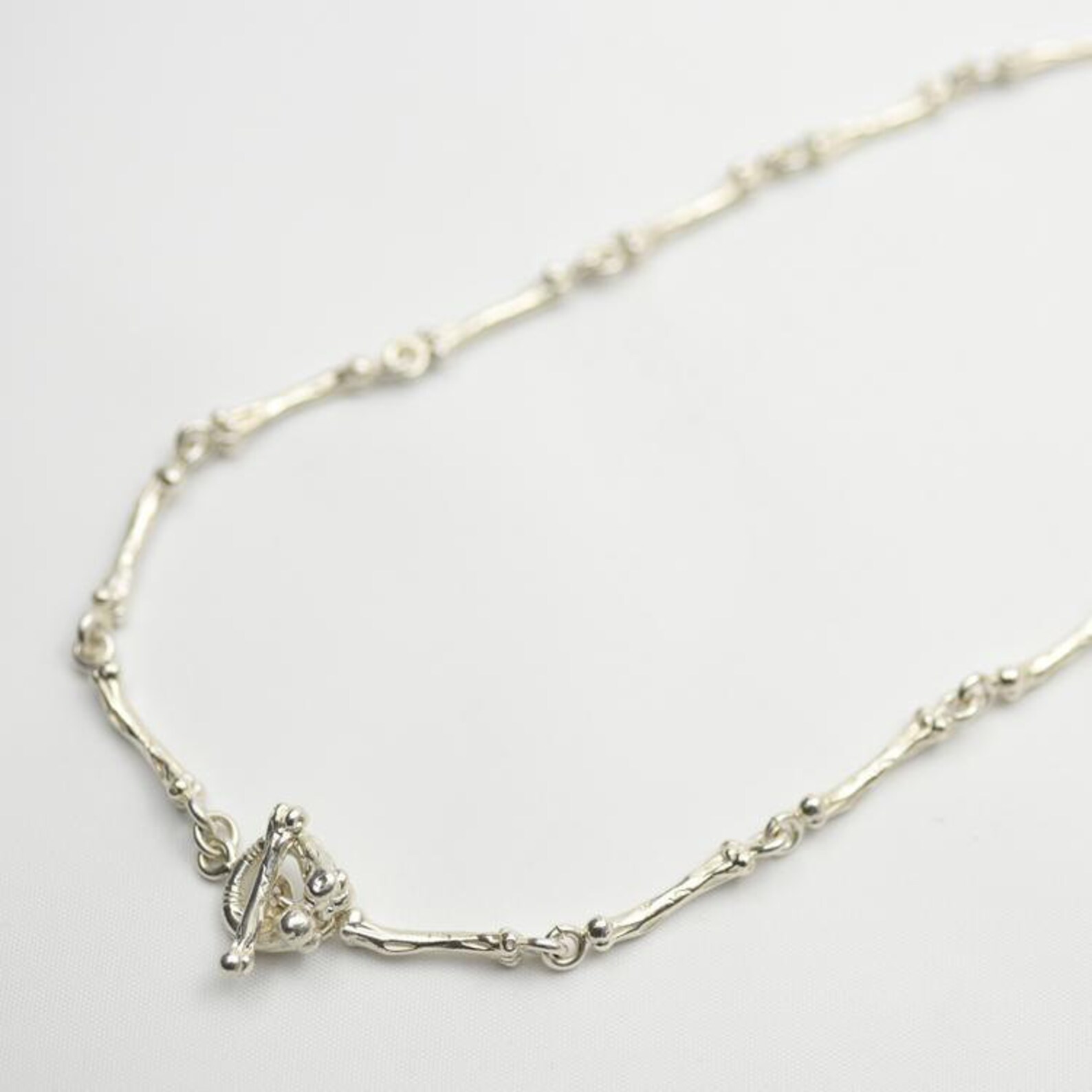 Sterling Silver Bone Link Necklace Gothic Skeleton Chain Handmade Dark ...
