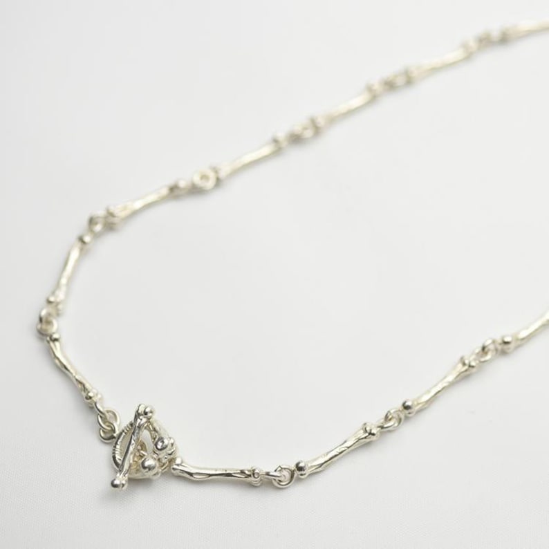 Sterling Silver Bone Link Necklace Gothic Skeleton Chain Handmade Dark ...