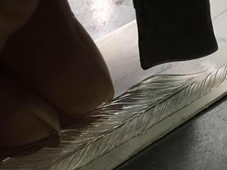 Sterling Silver Feather Bangle Bracelet – Handcrafted Boho Cuff, Nature ...