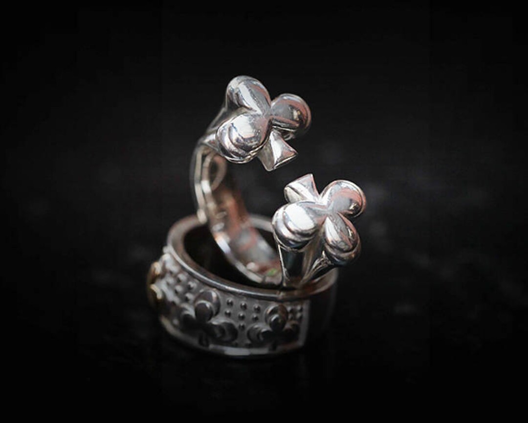 Silver Club Ring Lucky Charm Ring Silver Biker Ring 18K - Etsy