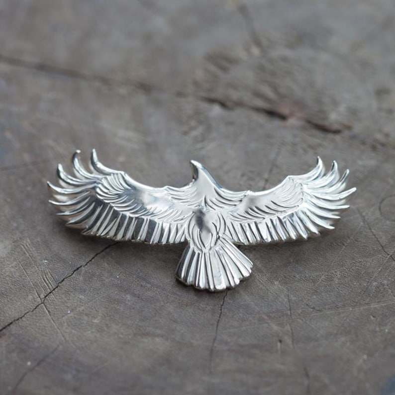Sterling Silver Soaring Eagle Pendant, Native American Inspired Tribal ...