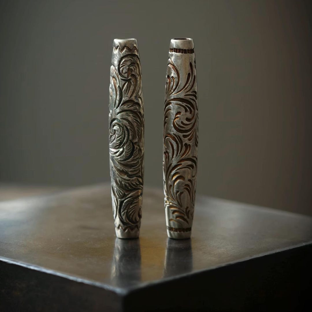 Handmade Sterling Silver Floral Engraved Tube Beads – Artisan Jewelry ...
