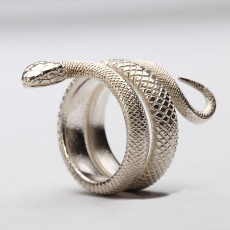 Sterling Silver Snake Wrap Ring Adjustable Serpent Reptile Boho Gothic ...
