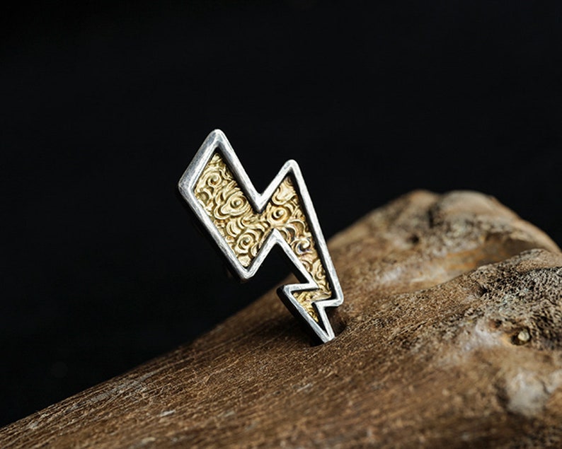 Lightning Bolt Necklace Gold Thunderbolt Necklace Men 18K - Etsy