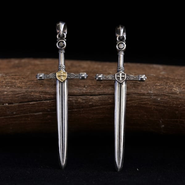 Mens Sterling Silver Sword Necklace - Etsy