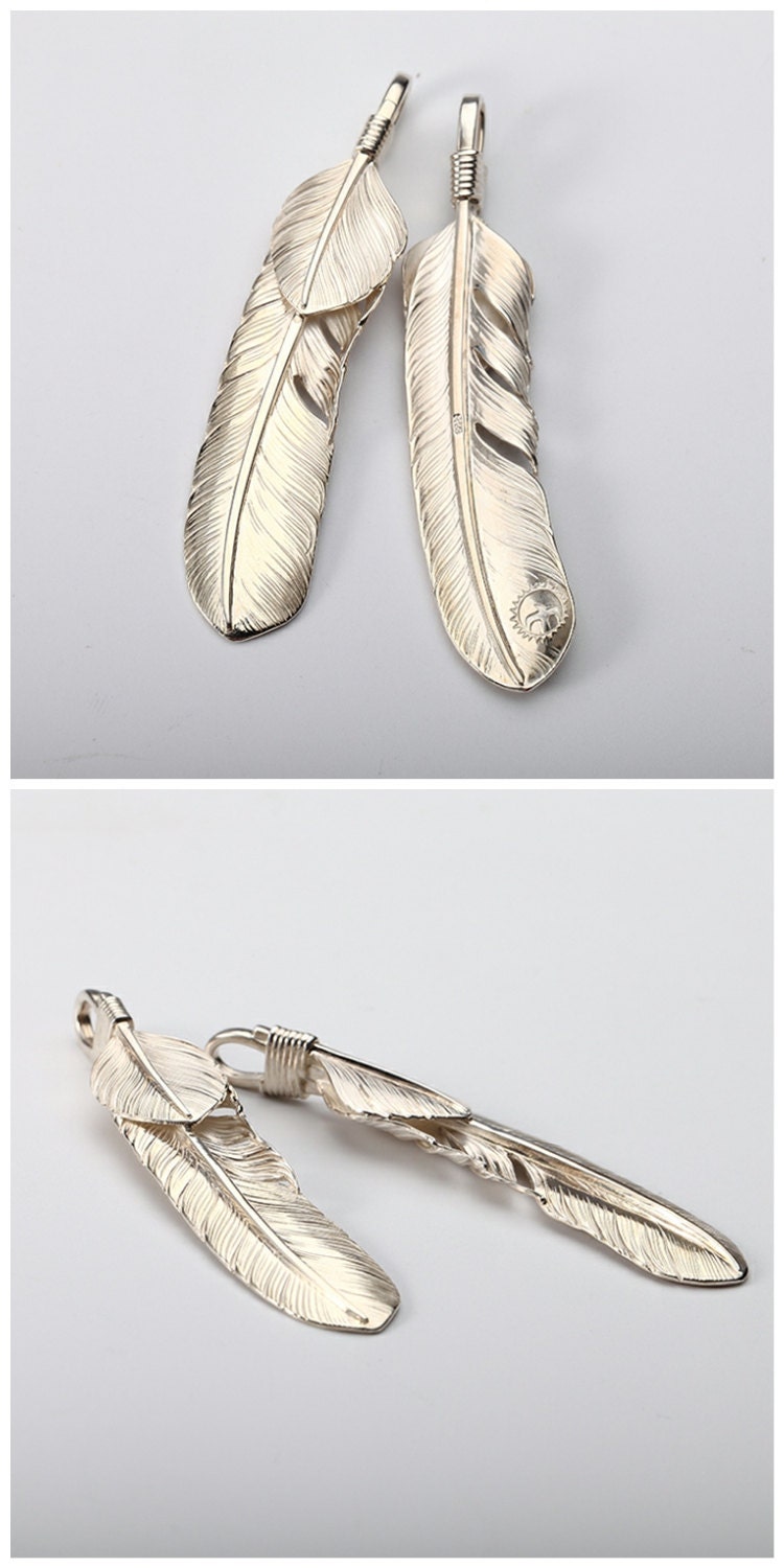 sterling silver bald eagle feather pendant, artisan jewelry for women ...