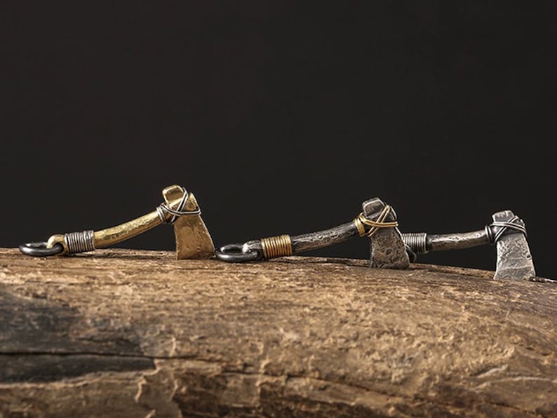 Handcrafted Axe Pendant Necklace – Oxidized Sterling Silver or Gold ...