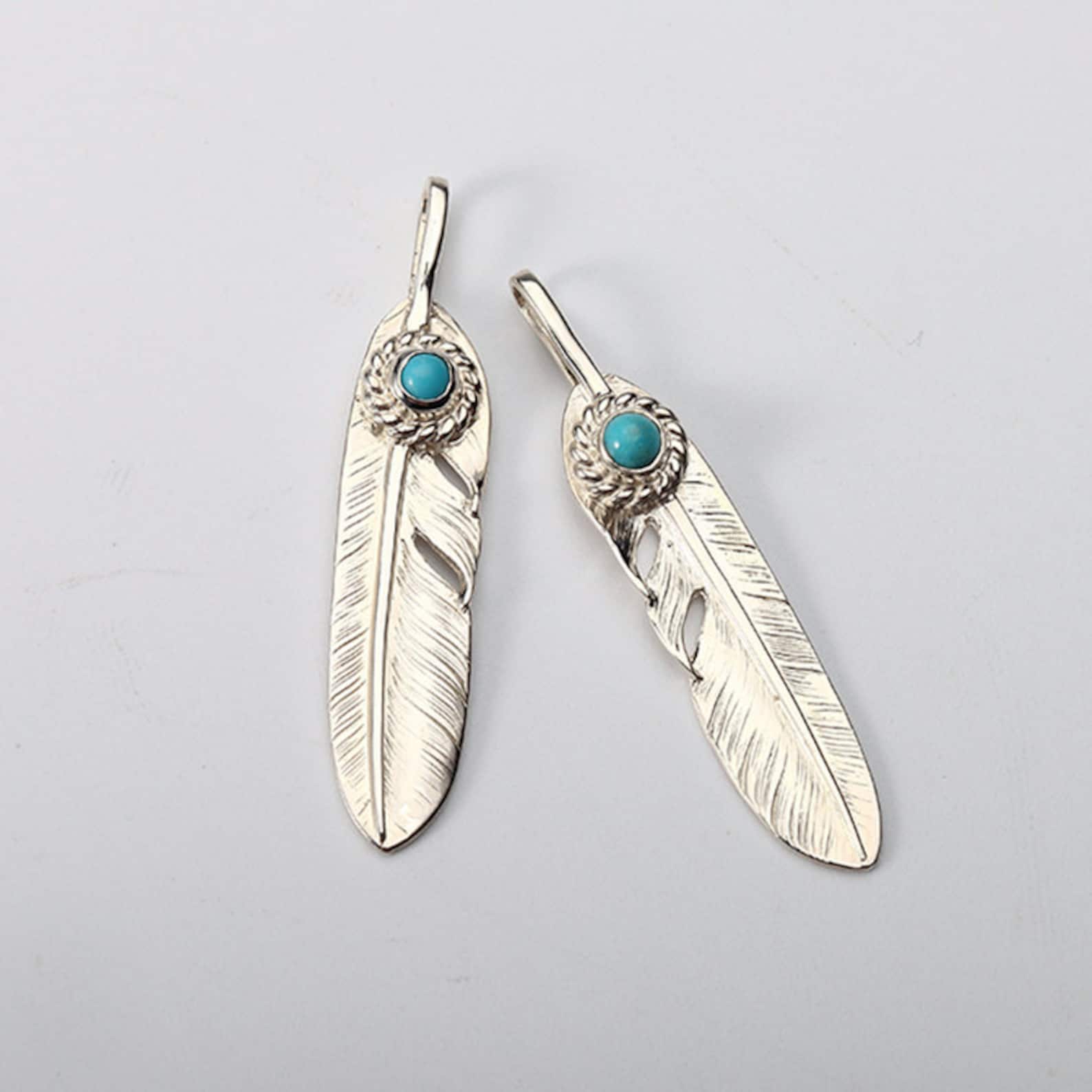 Silver Feather Pendant Native American Inspired Tribal - Etsy
