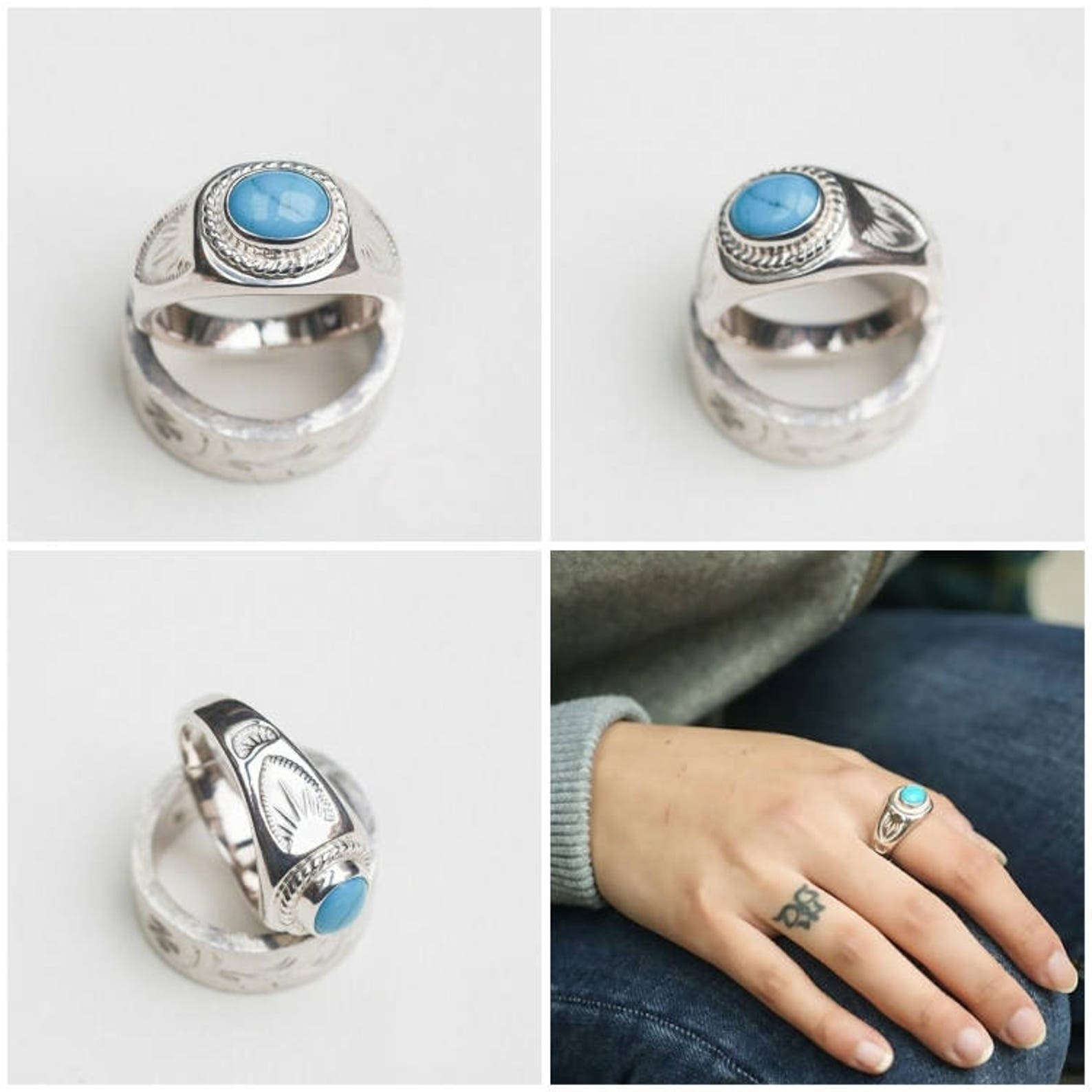 Gemstone Signet Ring Tribal Silver Ring Birthstone Ring | Etsy