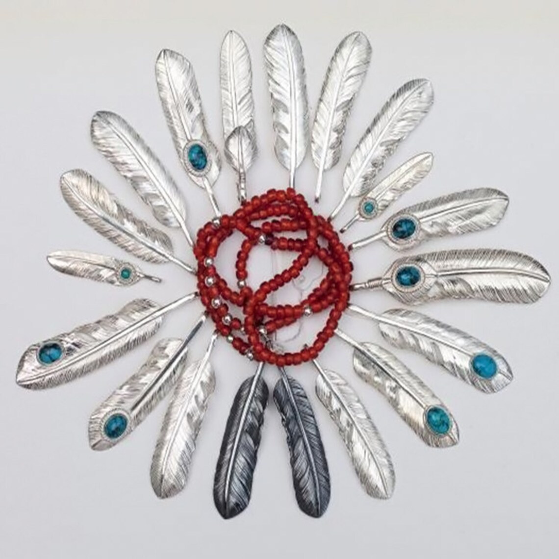 Silver Feather Pendant Native American Inspired Tribal - Etsy