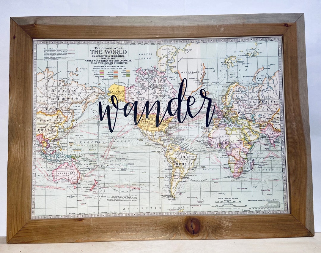 Wander World Map Family Adventure Map Hand Lettered Map - Etsy