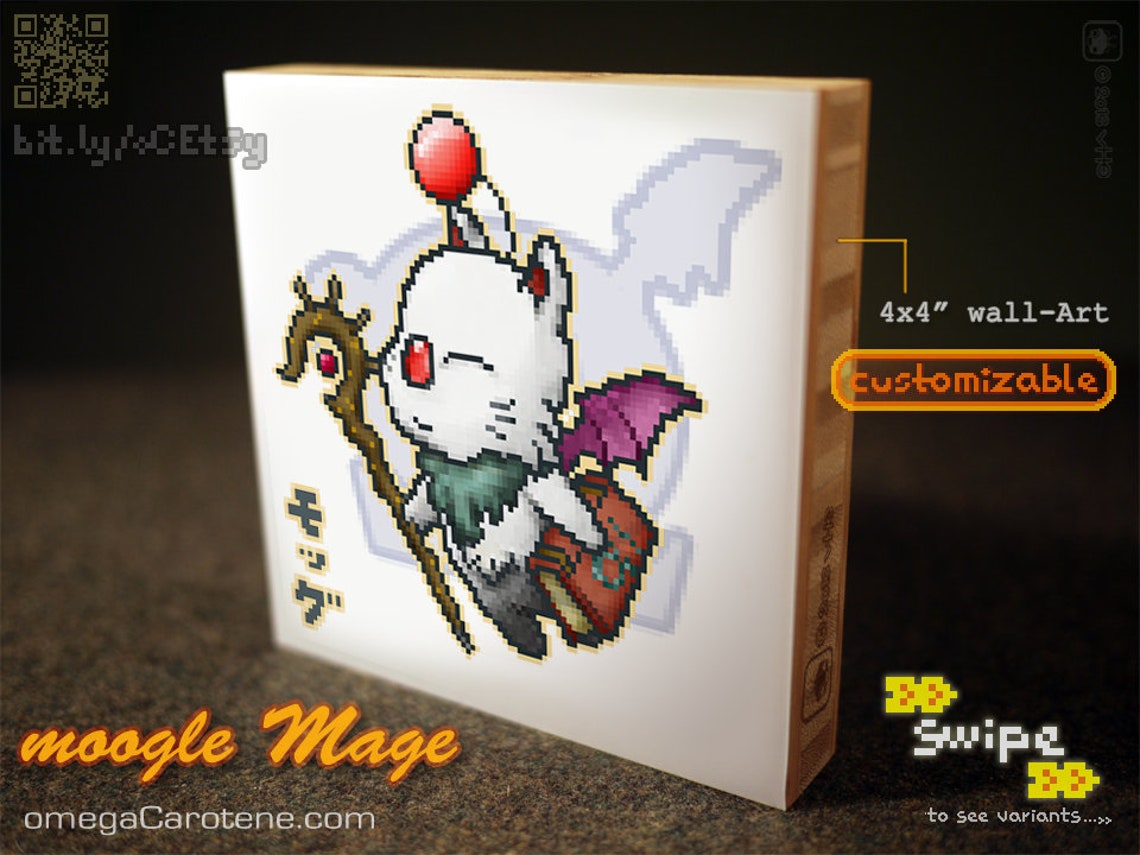 Pixel Moogle Mage モッグ bamboo Wallart Final Fantasy-themed - Etsy