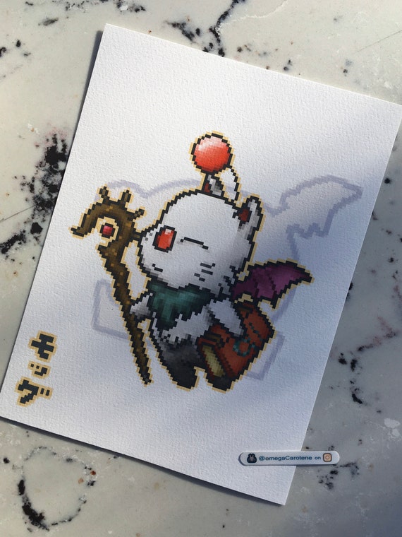 Moogle Mage モッグ art Print Final Fantasy-themed pixel | Etsy