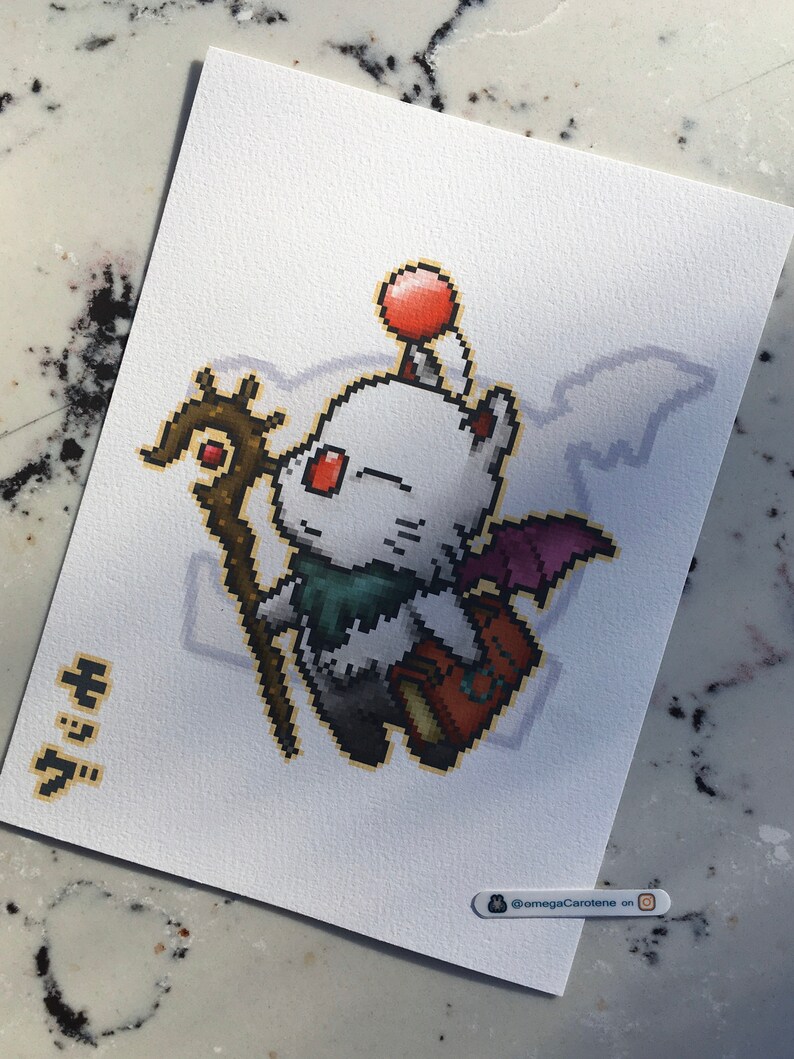 Moogle Mage モッグ (art Print) | Final Fantasy-themed Pixel Moogle ...