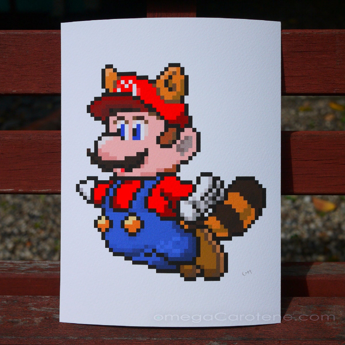 Tanuki Mario / Raccoon Mario Pixelart Gilcée Art Print Super - Etsy
