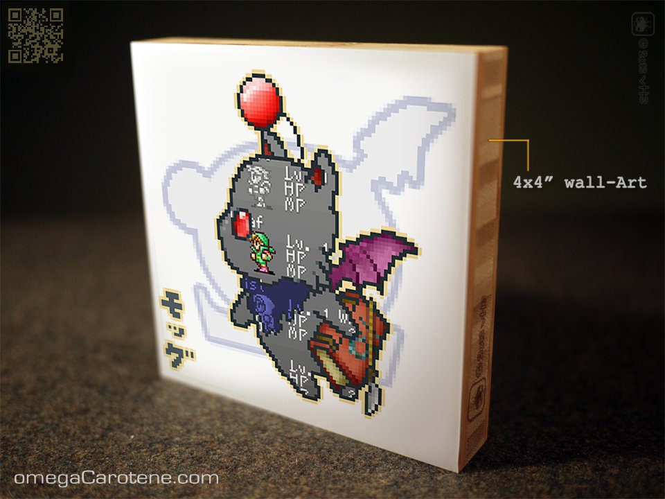 Pixel Moogle inner-Rogue モッグ bamboo wallArt / Final Fantasy-themed ...