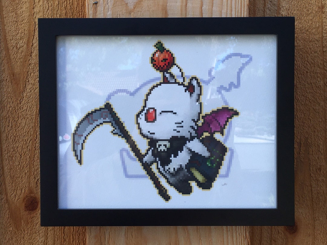 Halloween Mog (art Print) | Final Fantasy Holiday-themed Pixel-moogle ...