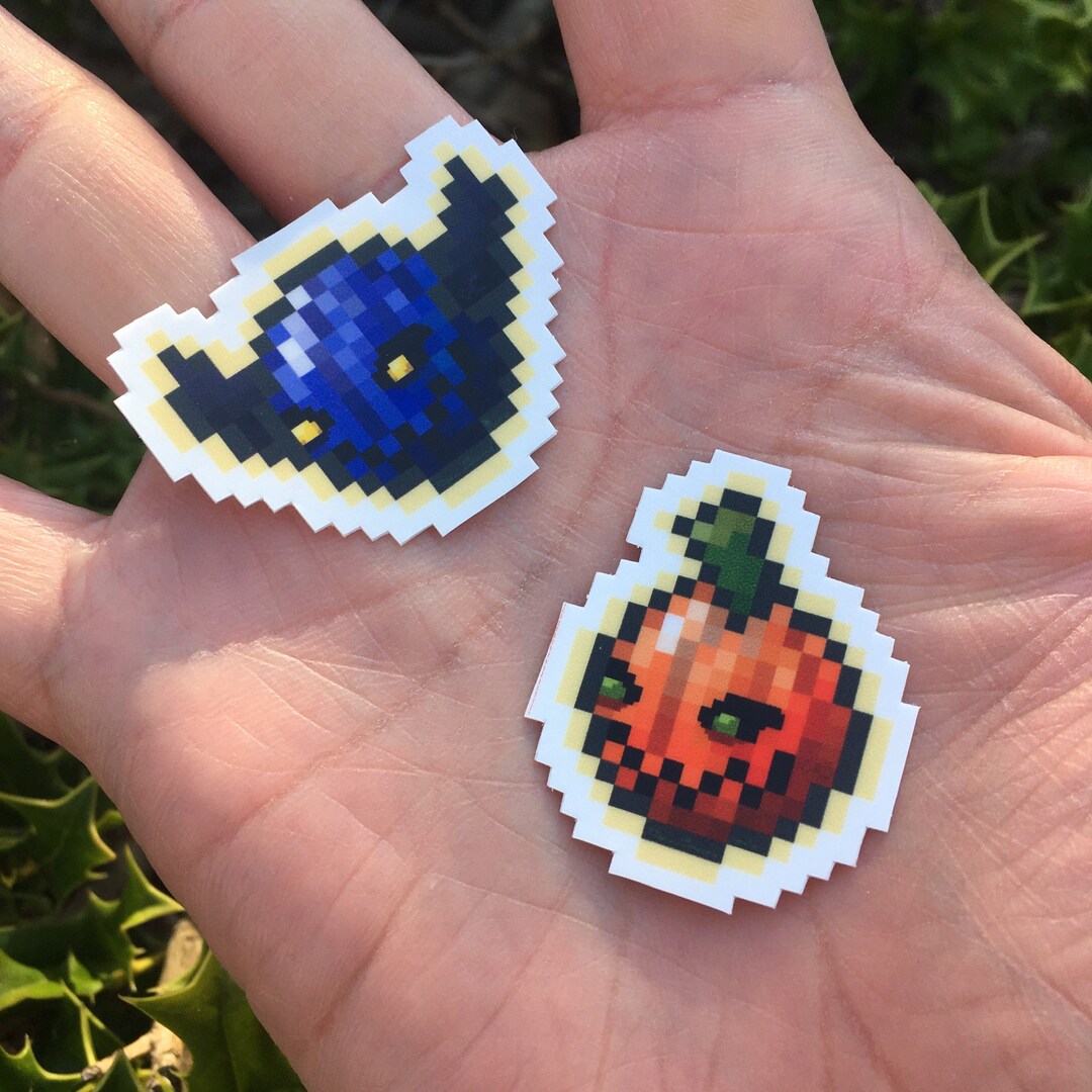 Jack O’lantern & Demon Pixelart Pair, TWO Halloween Stickers / Evil ...