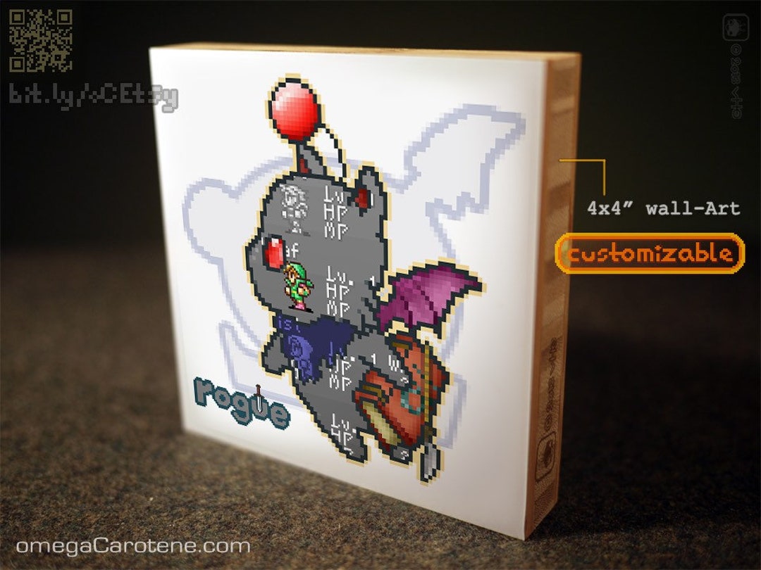 Pixel Moogle inner-Rogue モッグ bamboo wallArt / Final Fantasy-themed ...