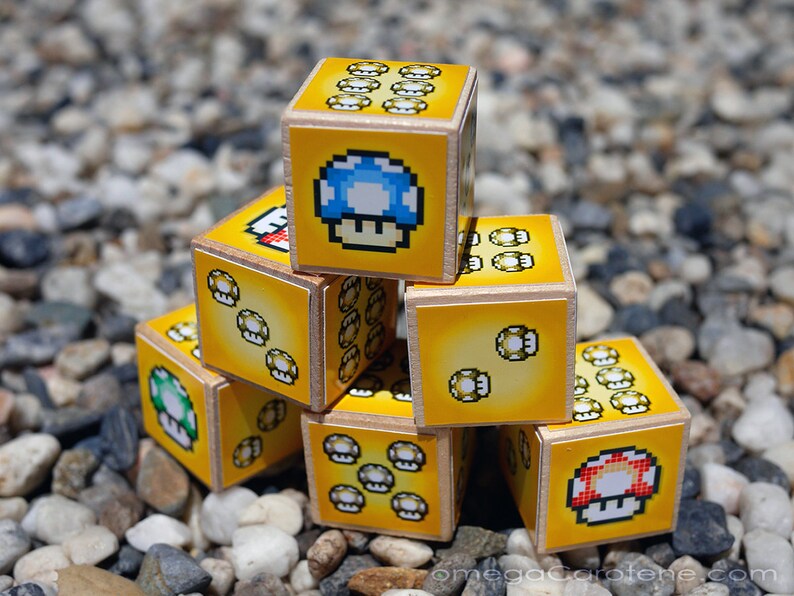 Super Shroom Dice oversized Super Mario-themed pixelArt | Etsy