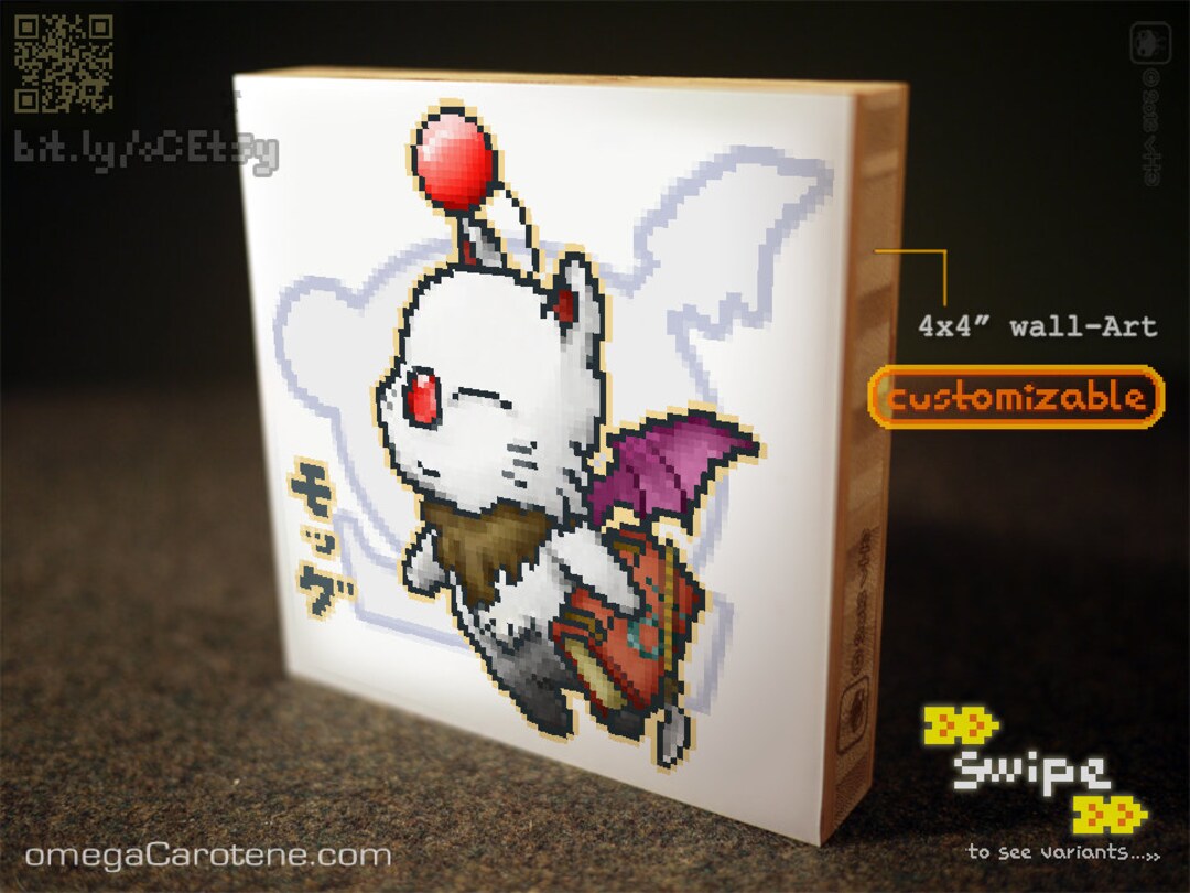 Moogle Scholar モッグ (bamboo Wallart) | Final Fantasy-themed Pixel Moogle ...