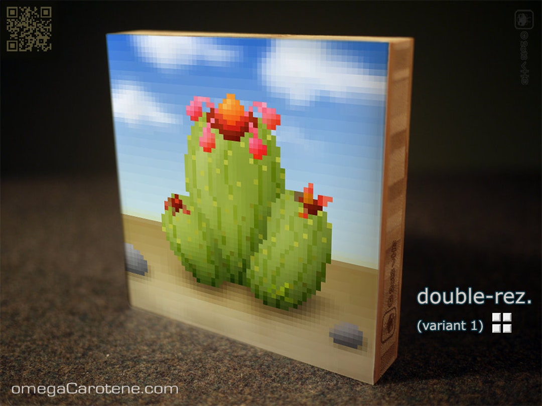 Little Pixel Cactus (bamboo Wallart), サボテン | Pixel-art Cactus Plant ...