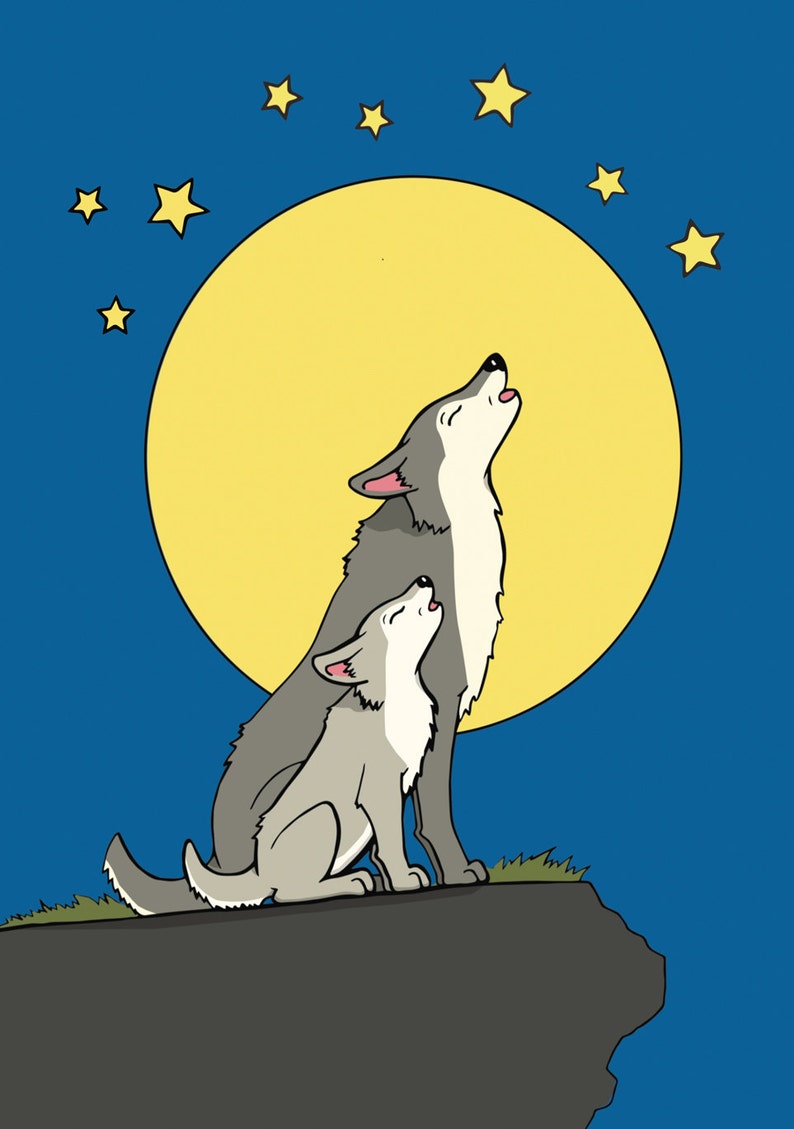 Mama or Papa Wolf With Pup // 8x10 Matted Nursery Wall Art - Etsy