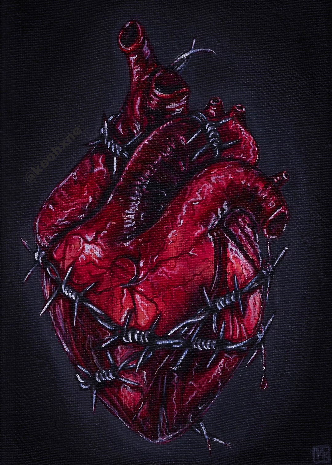 Heartbreak - Barbed Wire Heart - Original Horror Artwork Print - Etsy
