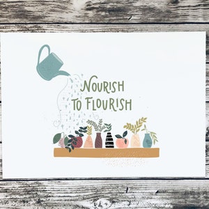 Nourish to Flourish Print | Home Decor Self Care Prints Peaceful Yoga ...