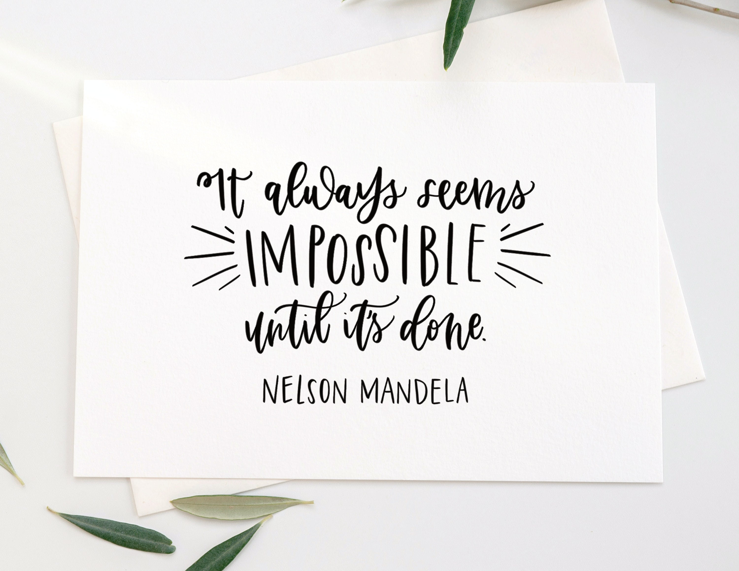 Nelson Mandela Impossible Quote Script Greeting Card Birthday | Etsy